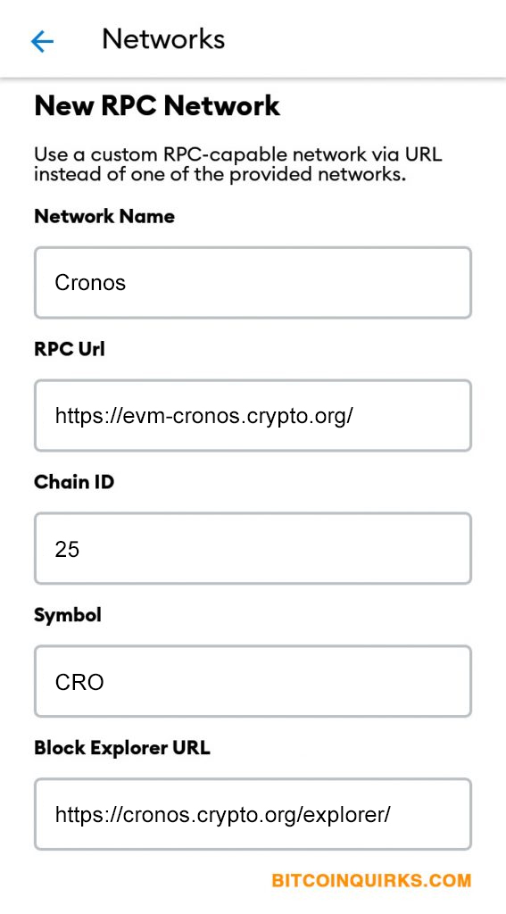 How To Add Cronos Mainnet (CRO) to Metamask Wallet | Bitcoin Quirks